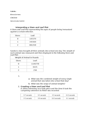 Statistics Notes - MATH 17114 - Studocu
