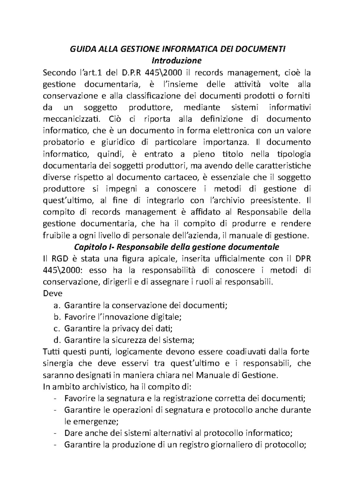 Elaborato archivistica informatica - GUIDA ALLA GESTIONE INFORMATICA ...