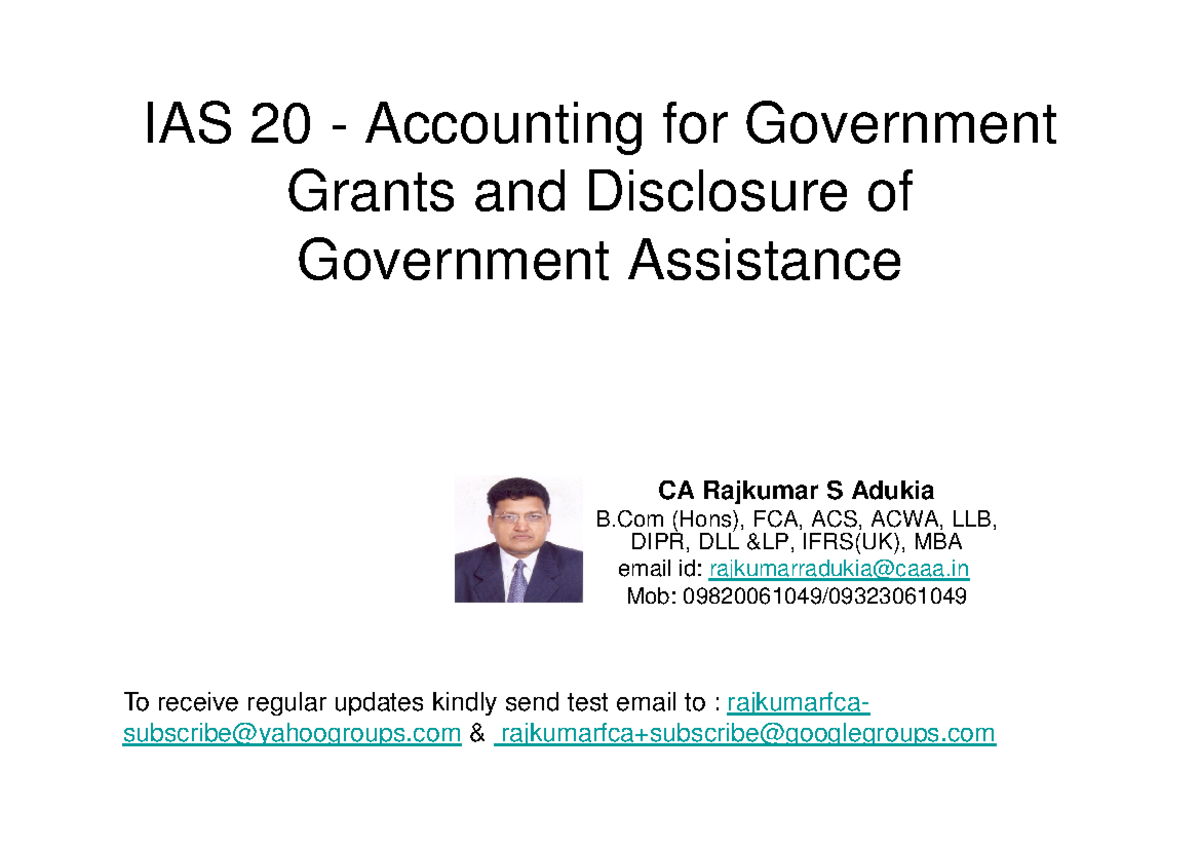 49 IAS 20 1201 - Helpful material - IAS 20 - Accounting for Government Grants and Disclosure of ...