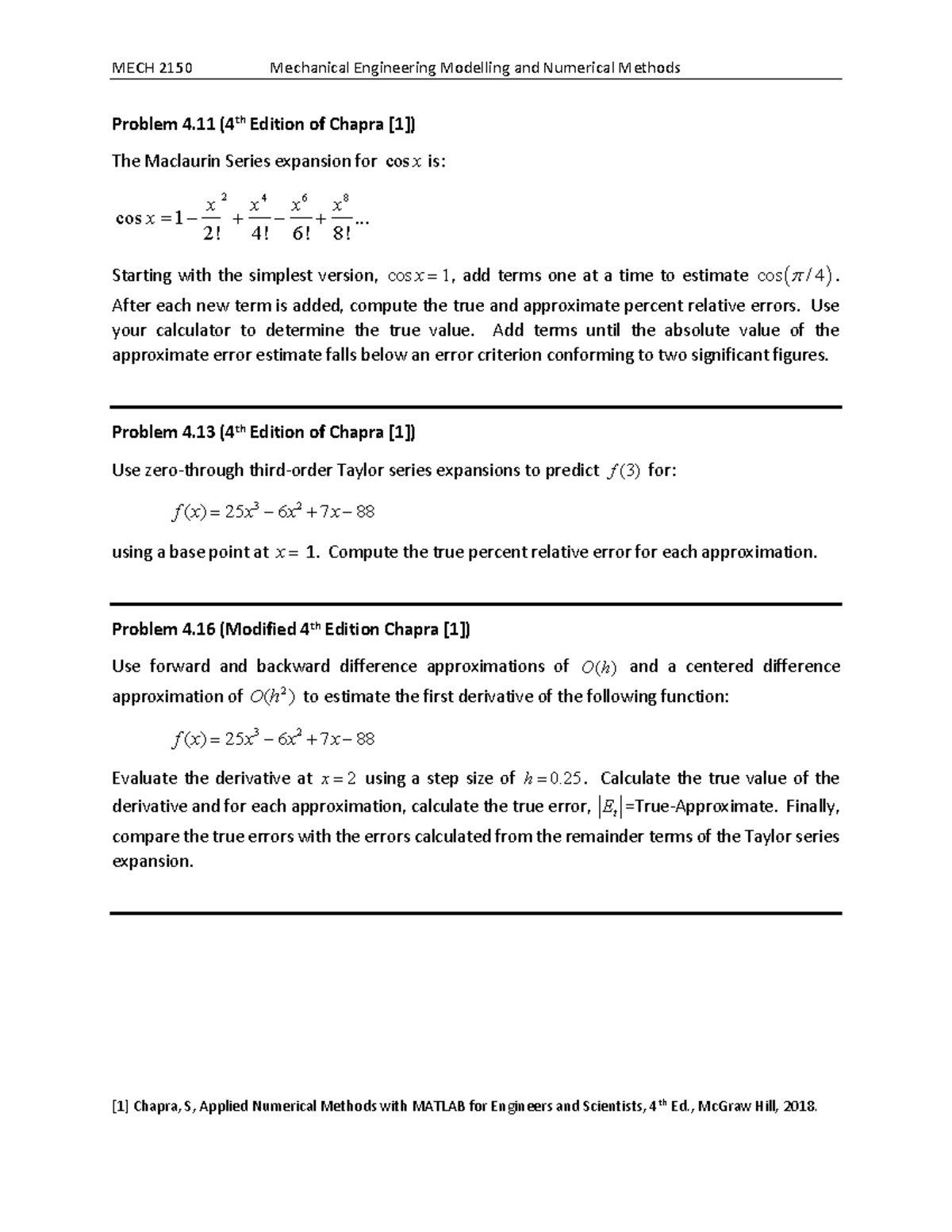Chapter 4 - Notes - MECH 2150 Mechanical Engineering Modelling and ...