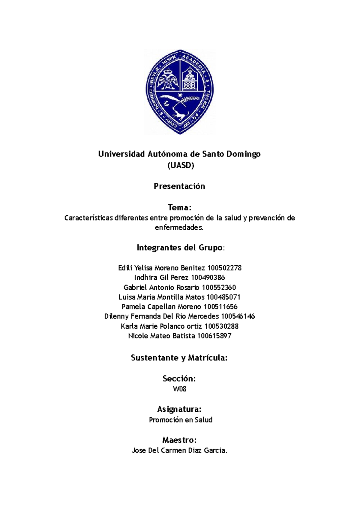 Promoción s Grupo%201 - Universidad Autónoma de Santo Domingo (UASD ...
