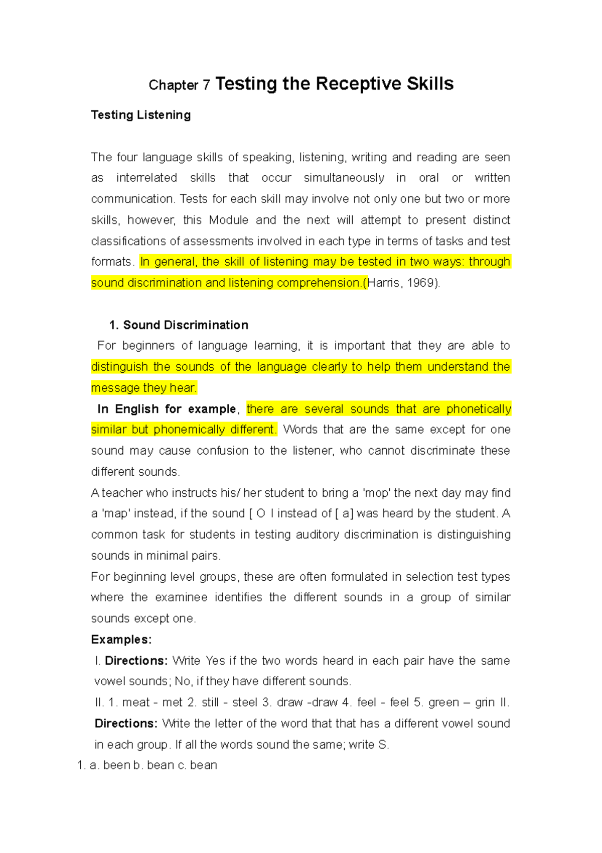 Chapter 7 9 Testing The Receptive Skills Testing Productive Skilss Chapter 7 9 Testing The Receptive Skills Testing Productive Skilss