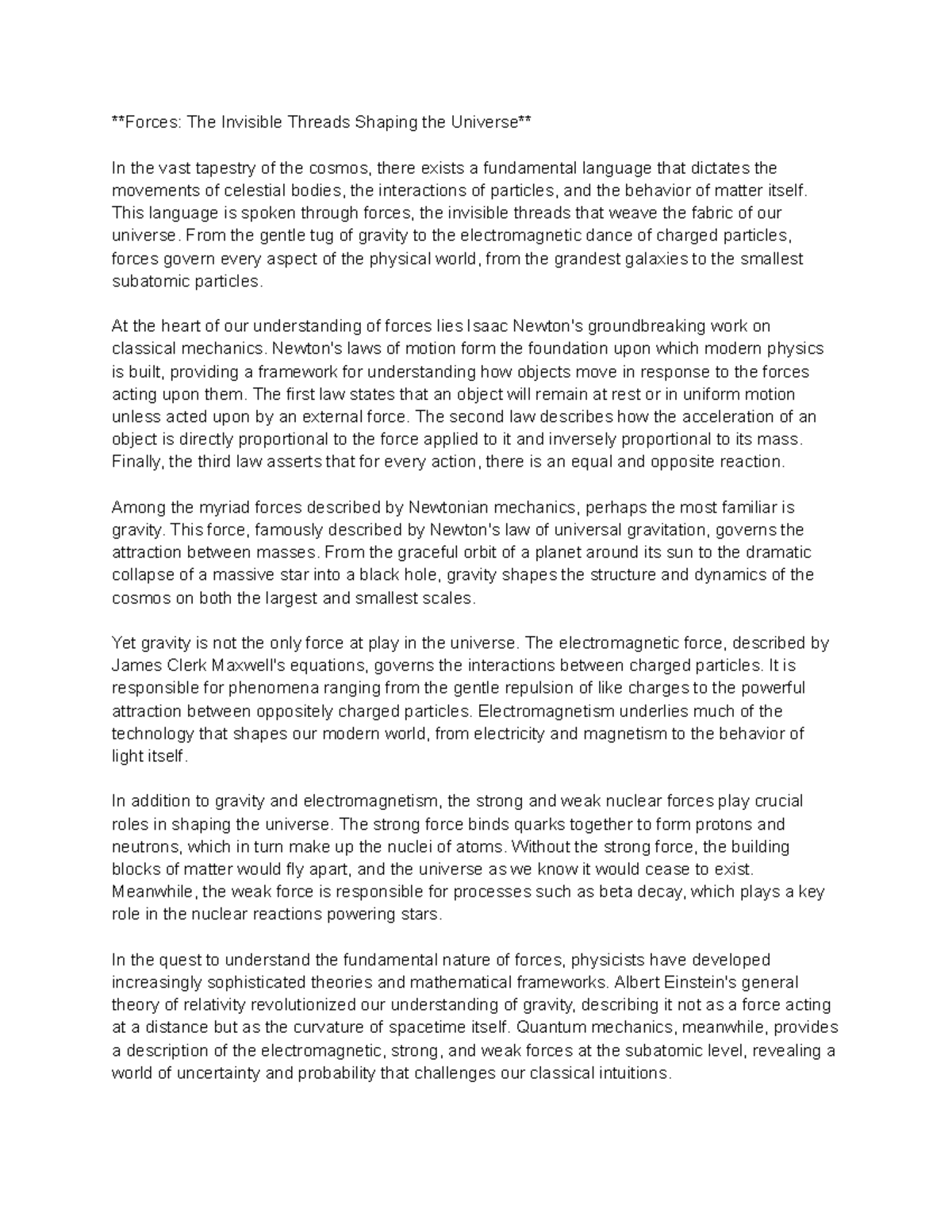 Forces- The Universal Threads Shaping the Universe - Forces: The ...