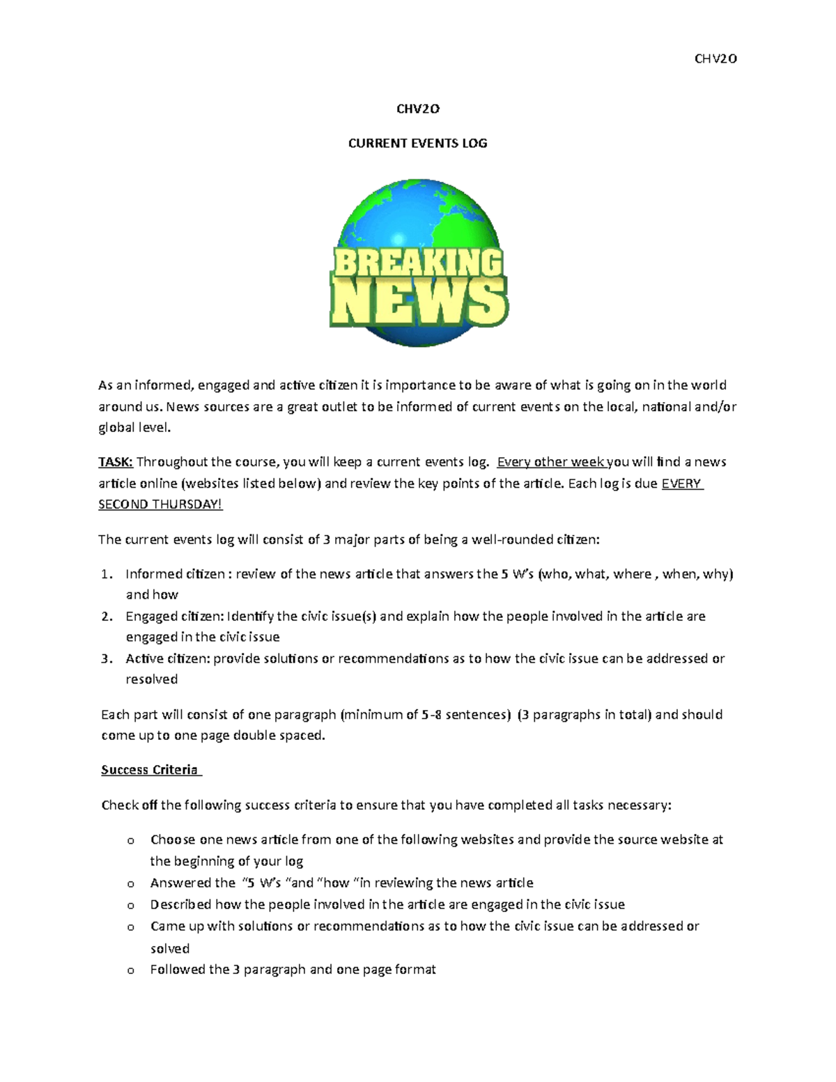 Current Events Log Outline - Entry #5 - MUSI 321 - Concordia - Studocu