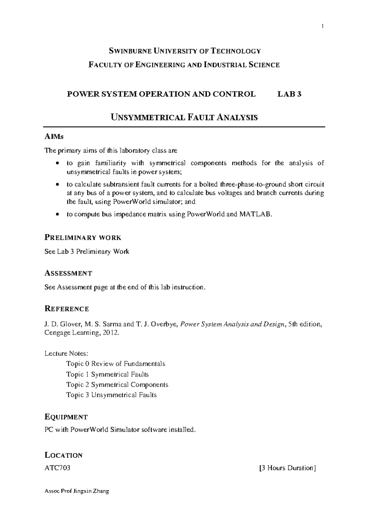 Lab3 Report - 1 Assoc Prof Jingxin Zhang SWINBURNE UNIVERSITY OF TECHNOLOGY FACULTY OF ...