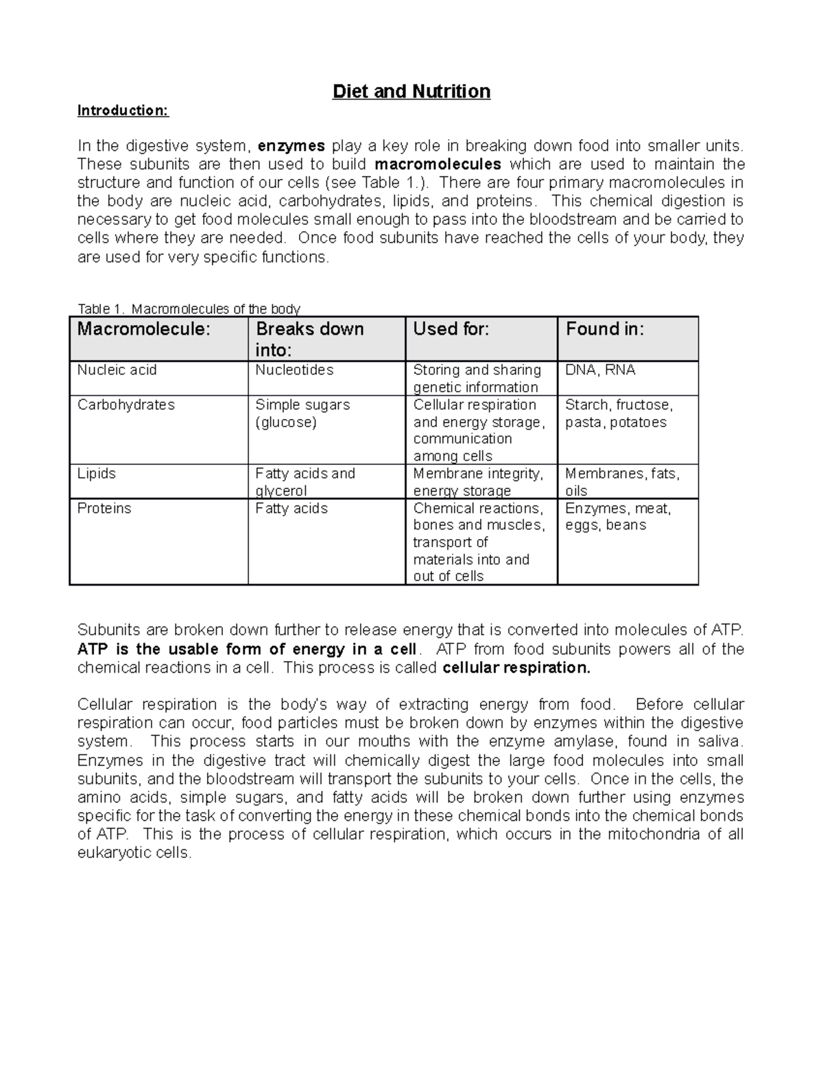 Week 7 Diet and Nutrition DE - Diet and Nutrition Introduction: In the ...