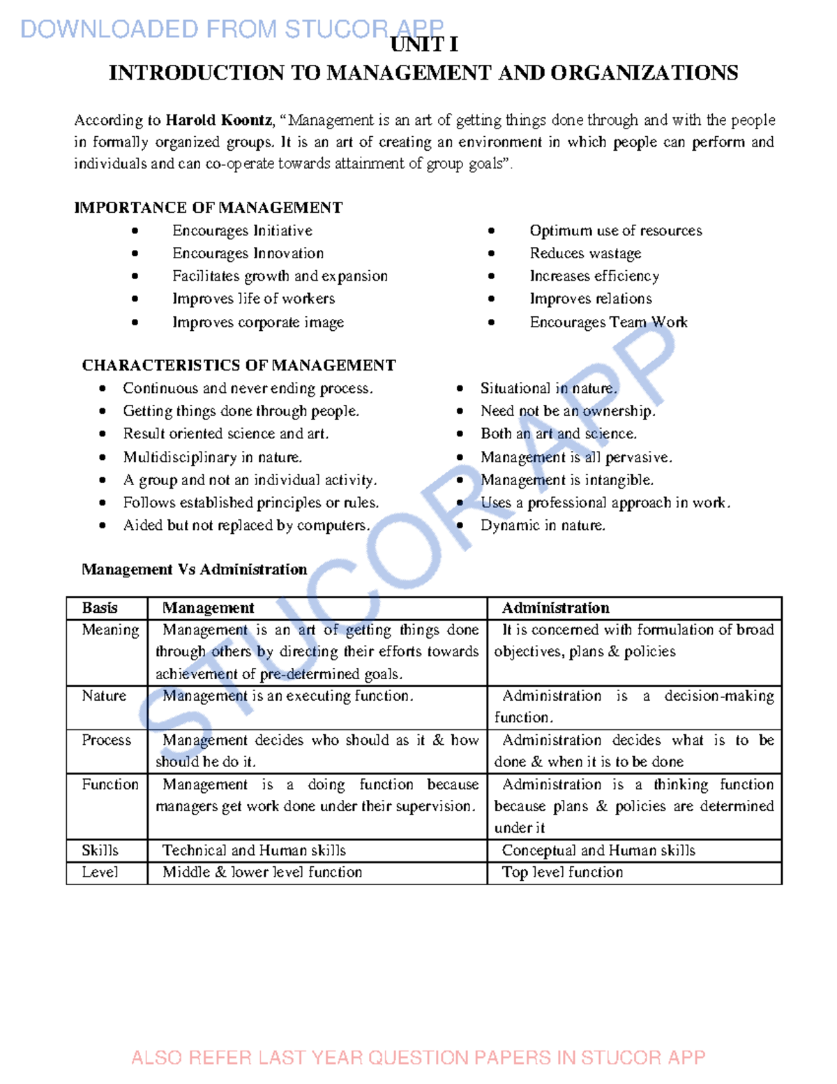 POM - Notes - UNIT I INTRODUCTION TO MANAGEMENT AND ORGANIZATIONS ...