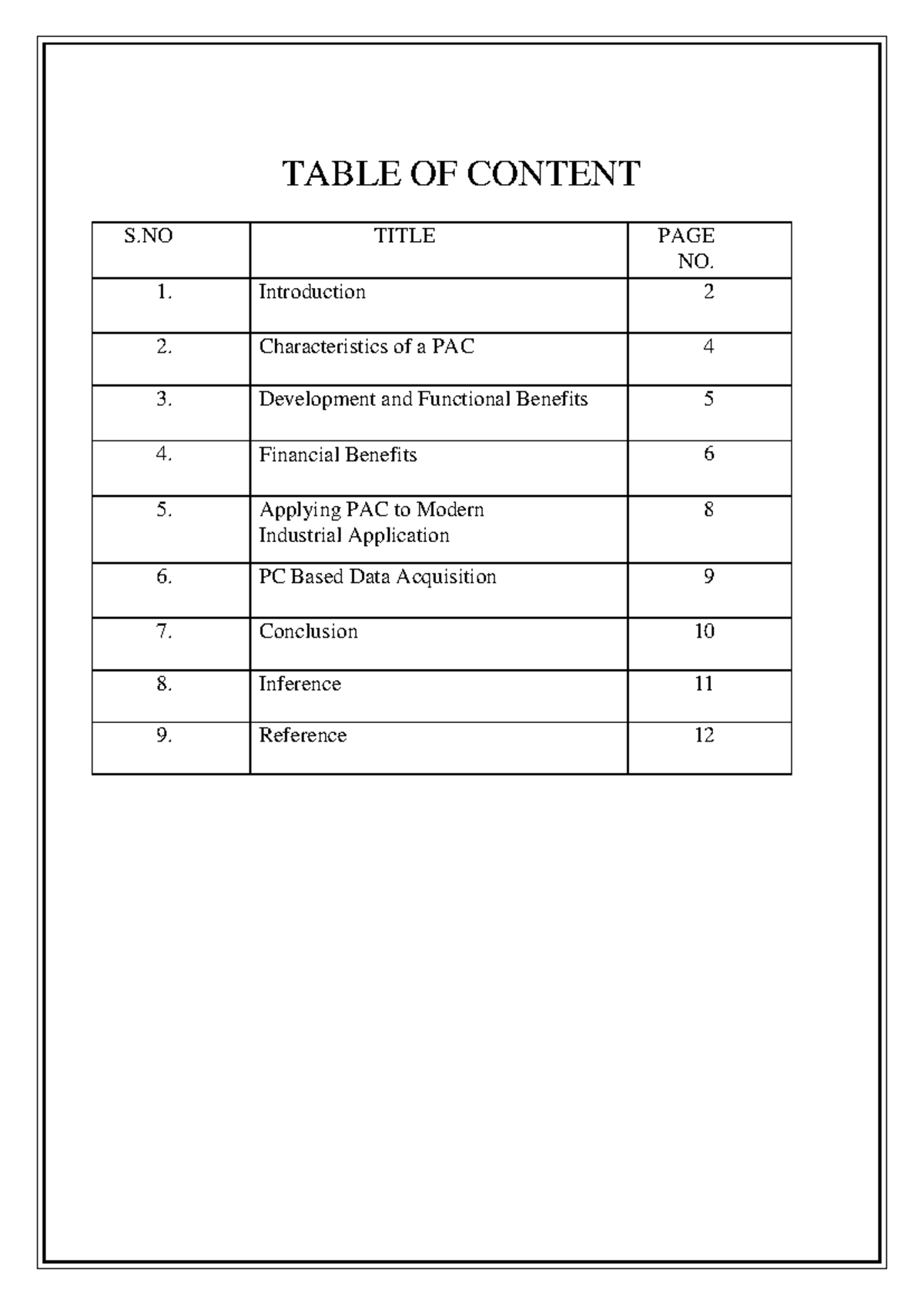Control case study - TABLE OF CONTENT S TITLE PAGE NO. Introduction 2 ...