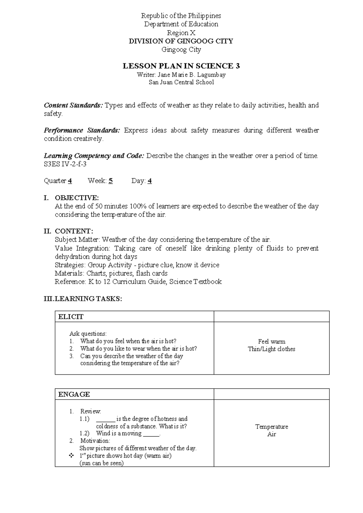 655607179 Lesson PLAN IN Science 3 4 revised - LESSON PLAN IN SCIENCE 3 ...