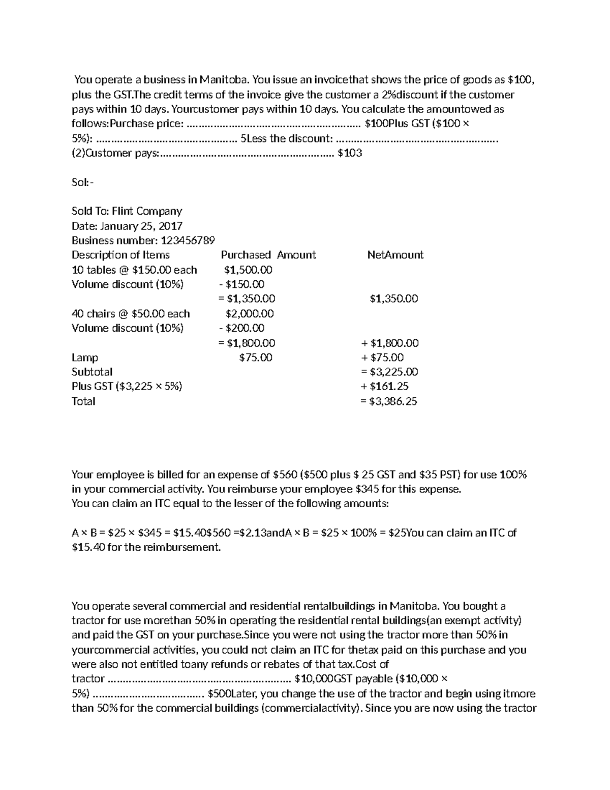 HST. examples - You operate a business in Manitoba. You issue an ...