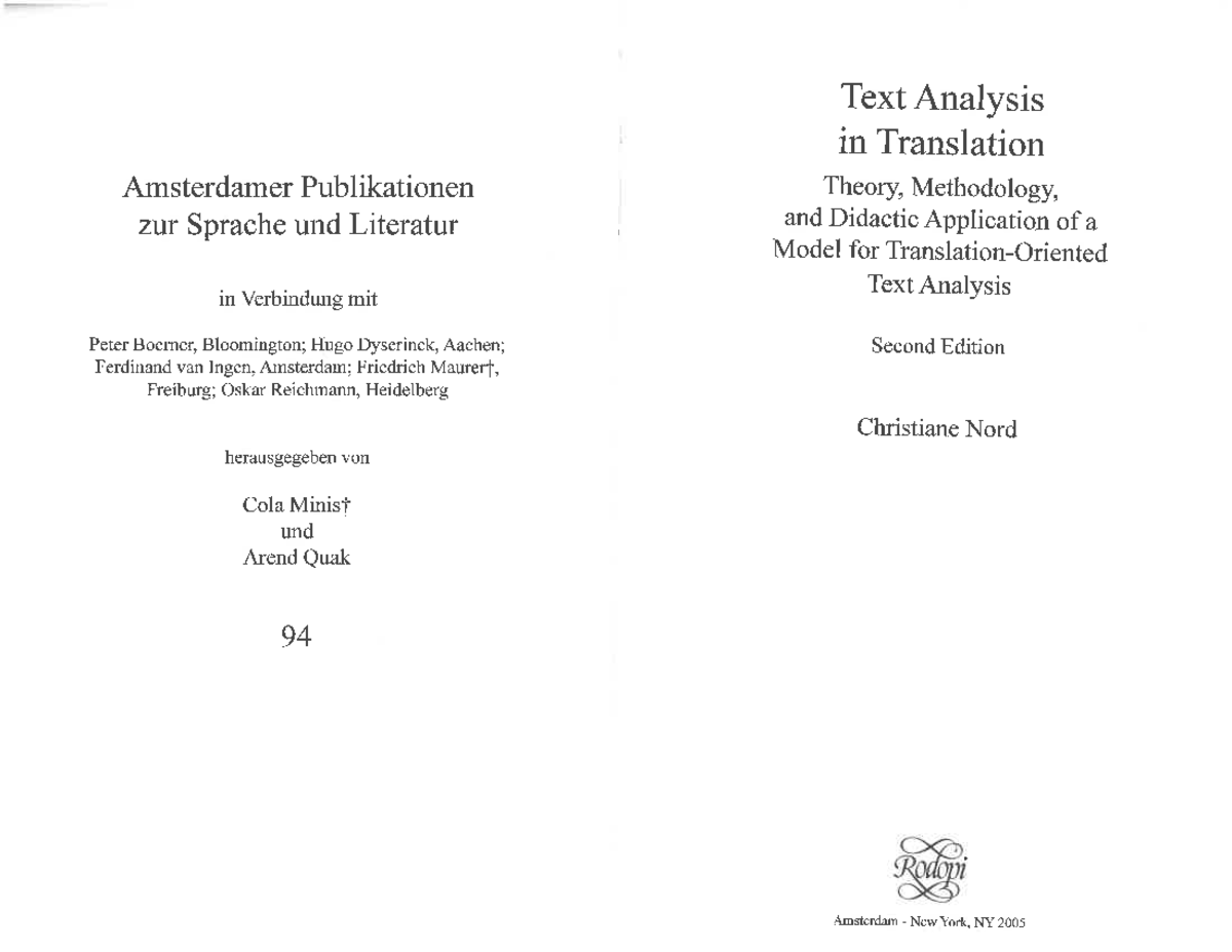 Nord- Text Analysis - Extra - Intratextual - Methoden des Übersetzens ...