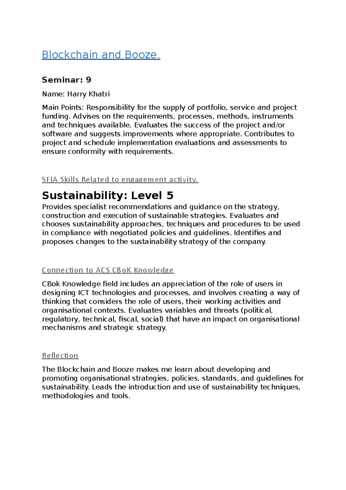 Blockchain and Booze - Seminar: 9 Name: Harry Khatri Main Points ...