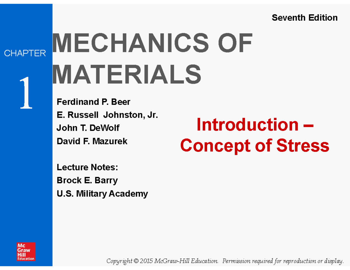 ME255-L1 4 Concept of stress - MECHANICS OF MATERIALS Seventh Edition ...