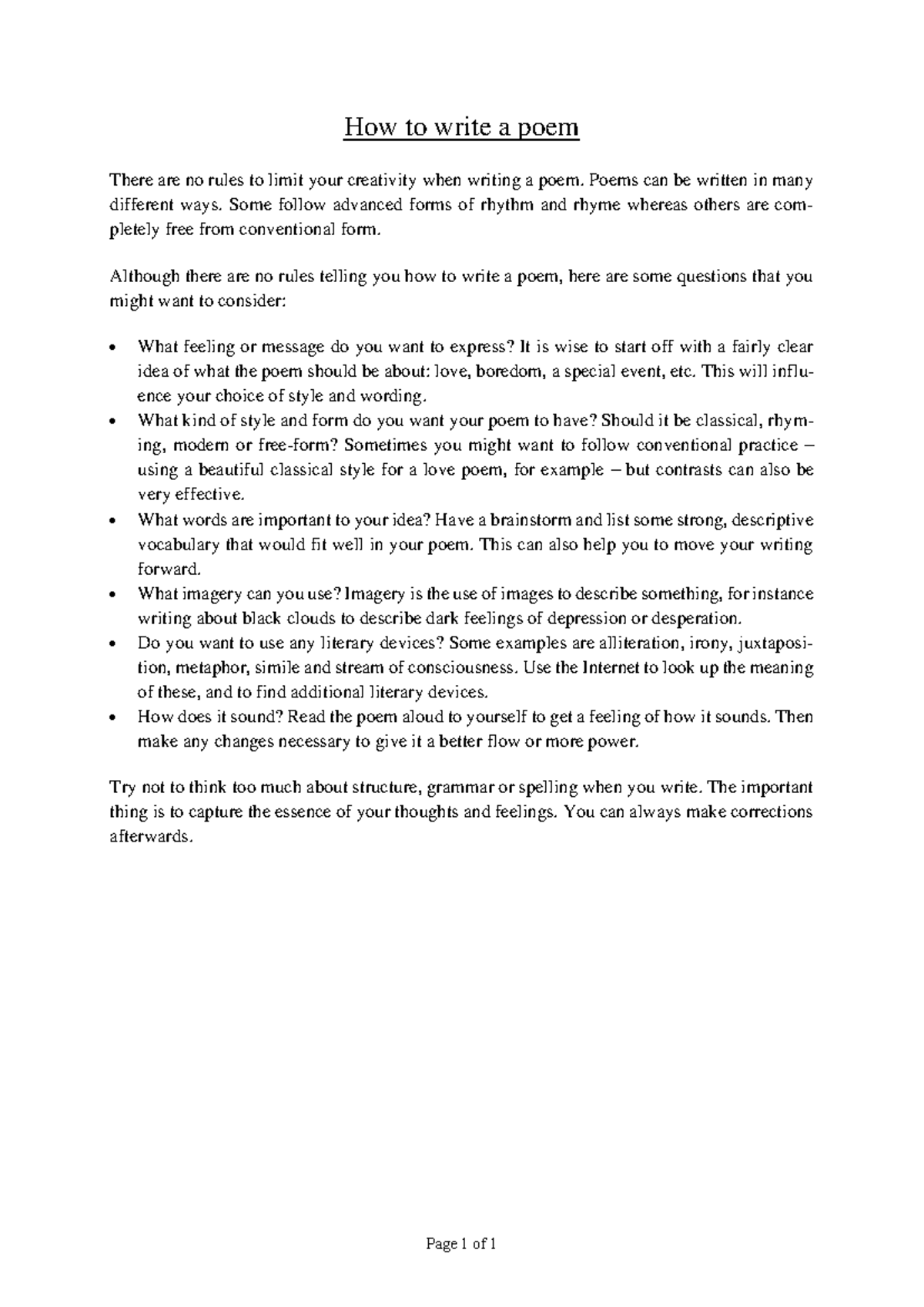How to write a poem - ssd s ðs,n d,sn - Page 1 of 1 How to write a poem ...
