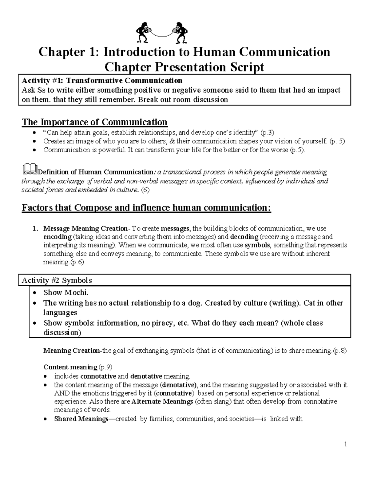 Chapter 1Script Mr. Boyd2020 - 1 Chapter 1: Introduction to Human ...