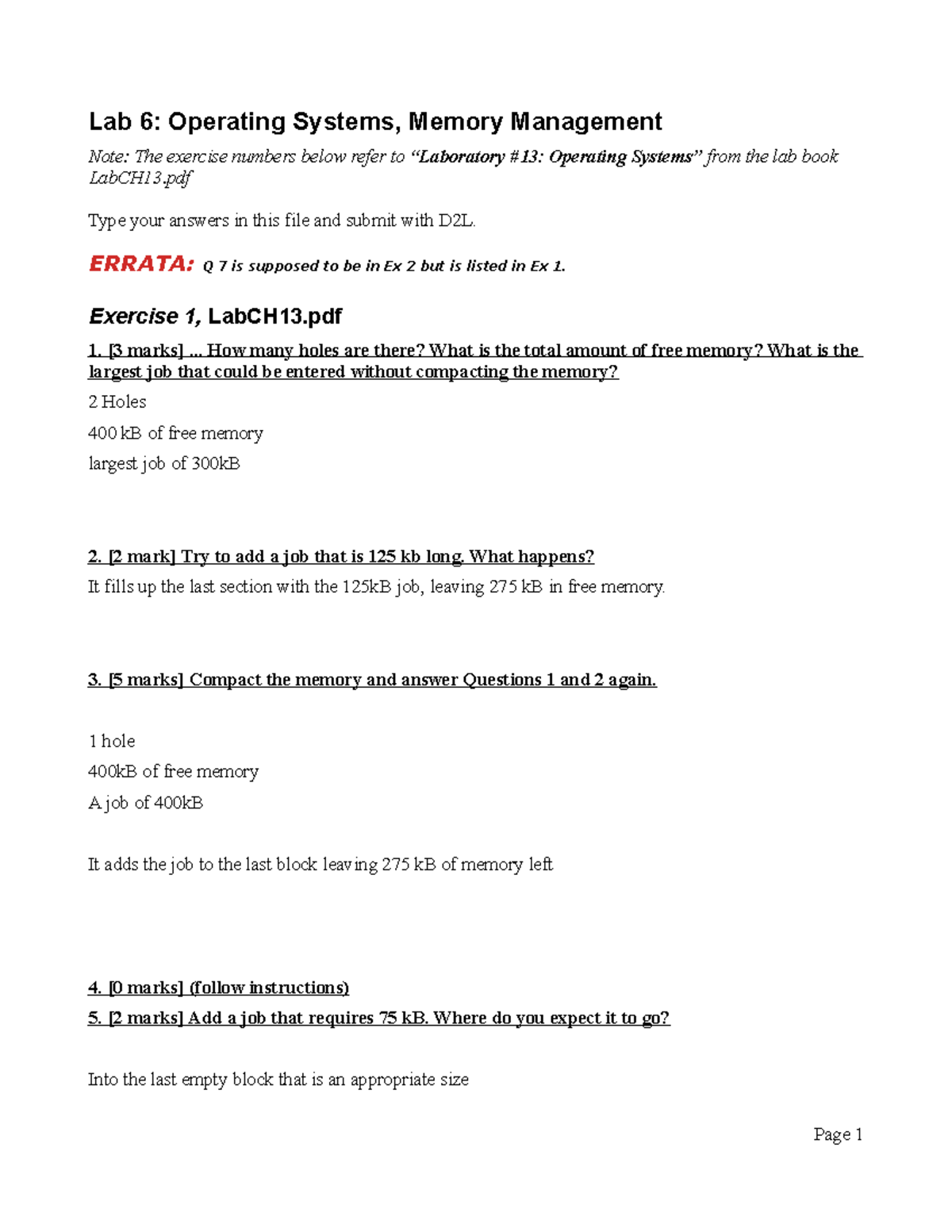 Lab 6 operating-systems - Lab 6: Operating Systems, Memory Management ...
