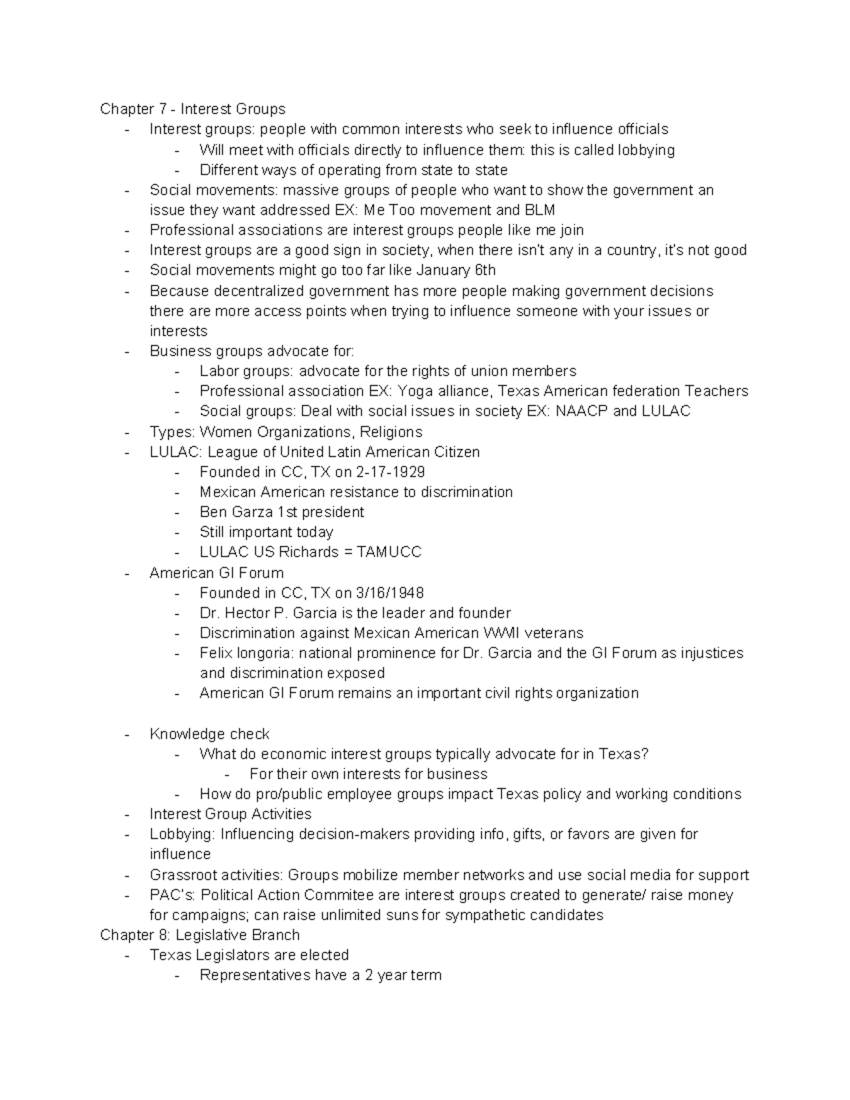 Exam 3 POLS - Chapter 7 - Interest Groups - Interest groups: people ...