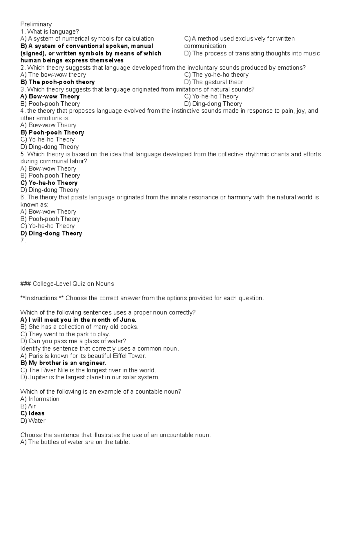 Prelim SOE - XCCV - Preliminary What is language? A) A system of ...