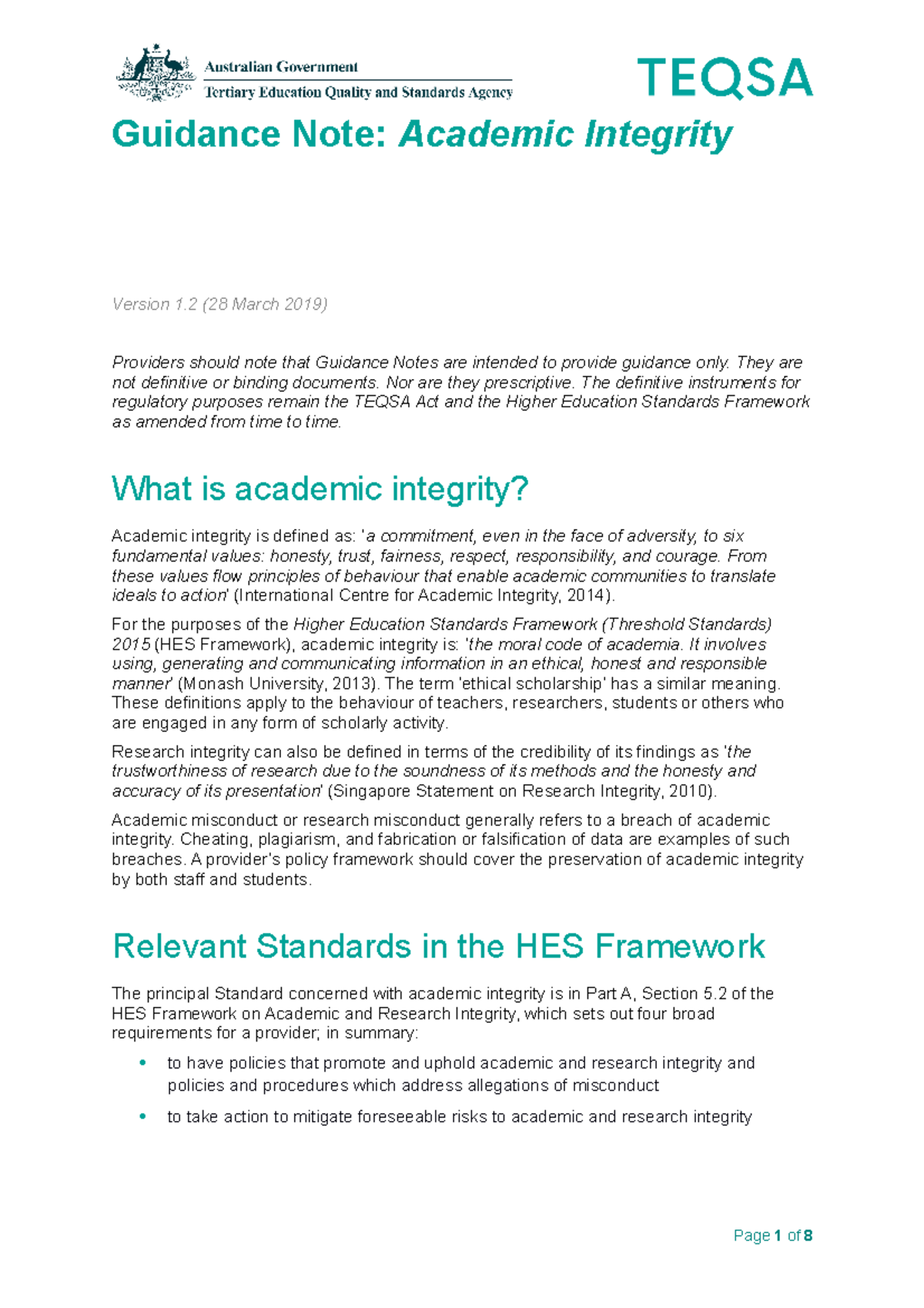 Guidance note academic integrity v1 2 web - Guidance Note: Academic ...