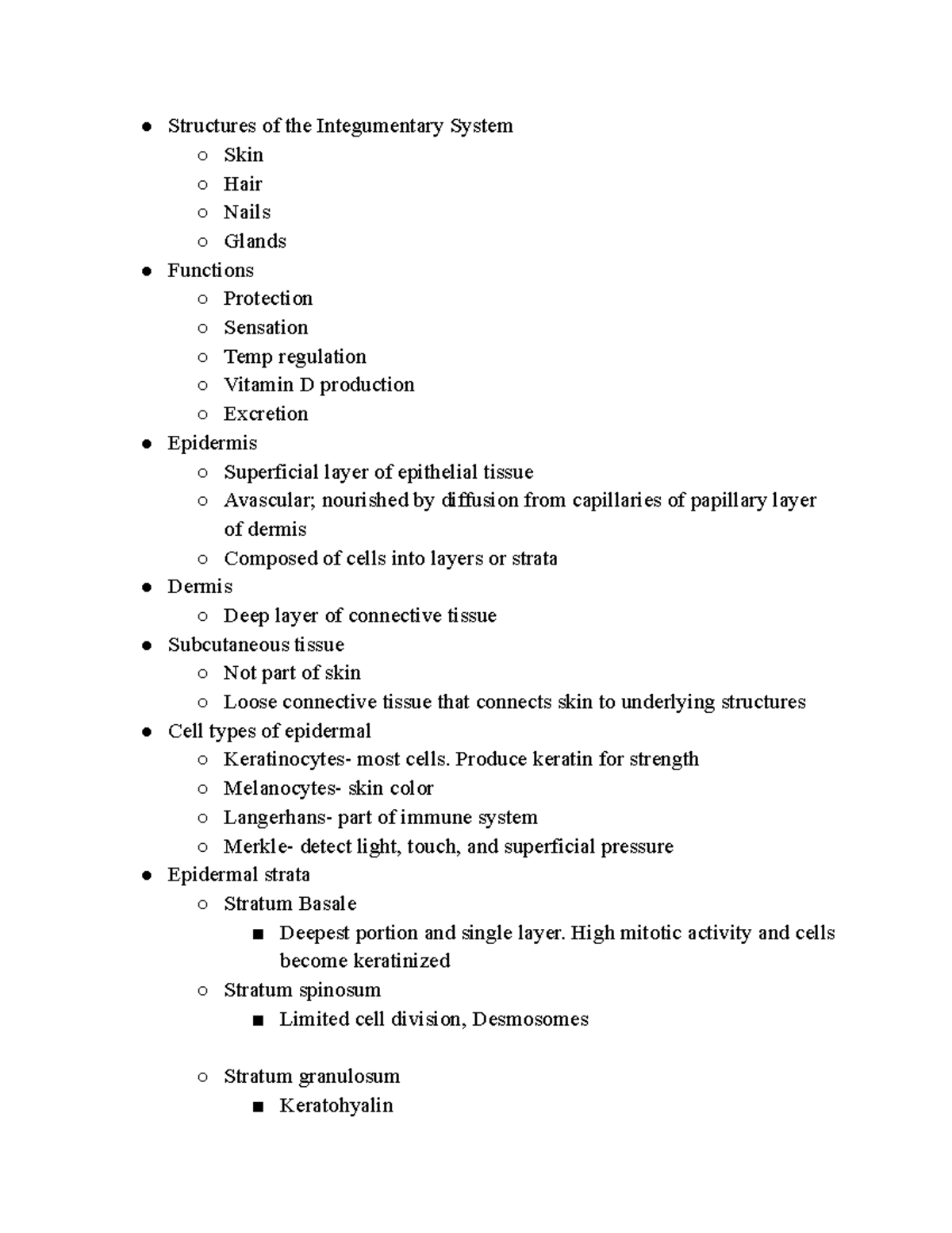 Chapter 5 - Integumentary Systems Lecture - Structures of the ...
