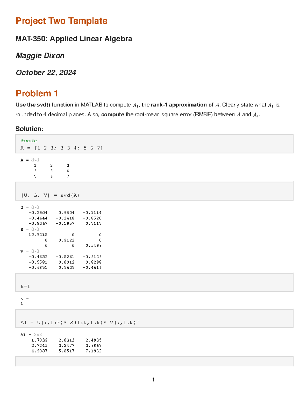 Mat350project 2 - This is the project 2 final and i got 100 - Project ...