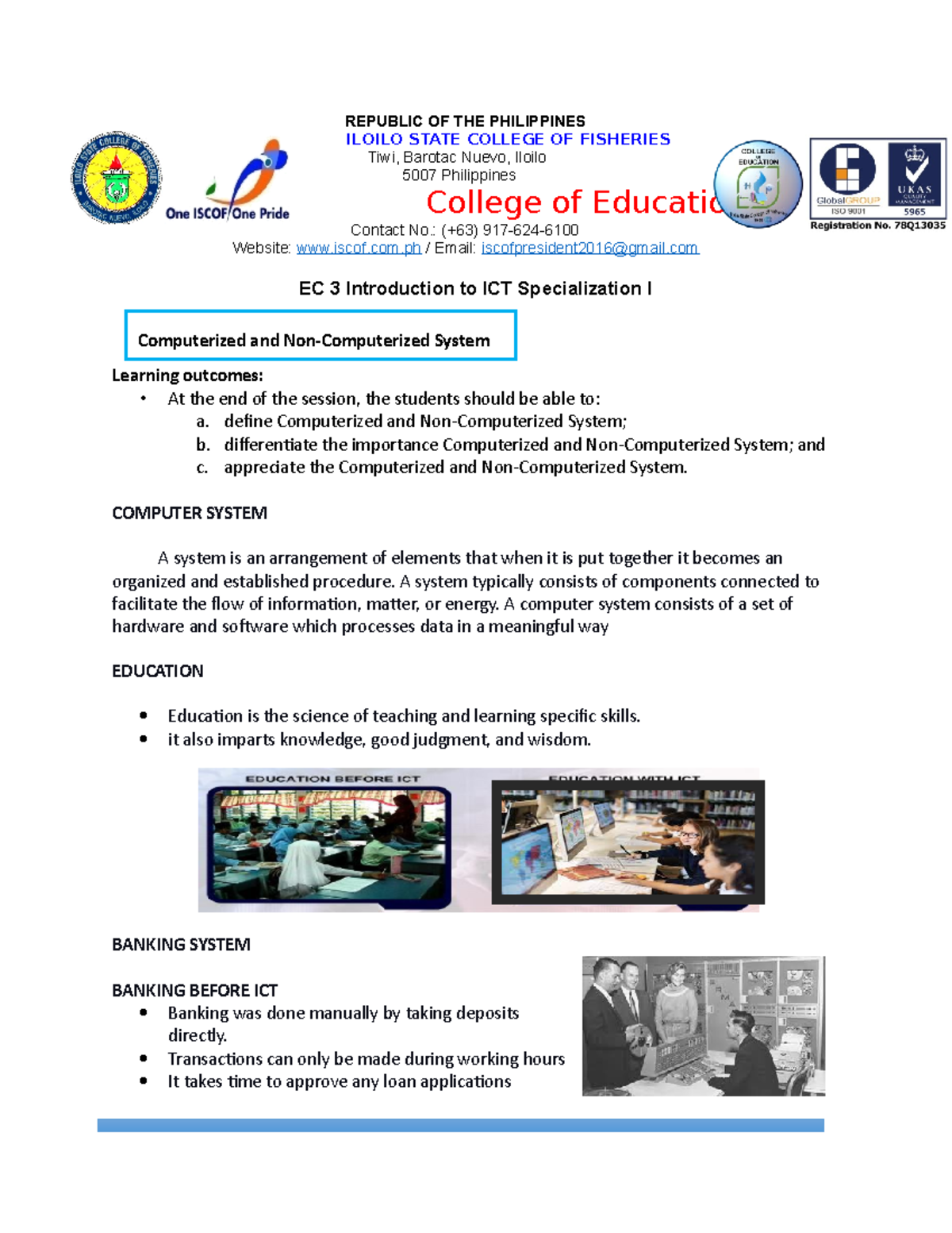 5. Computerized and Non-Computerized System - REPUBLIC OF THE ...