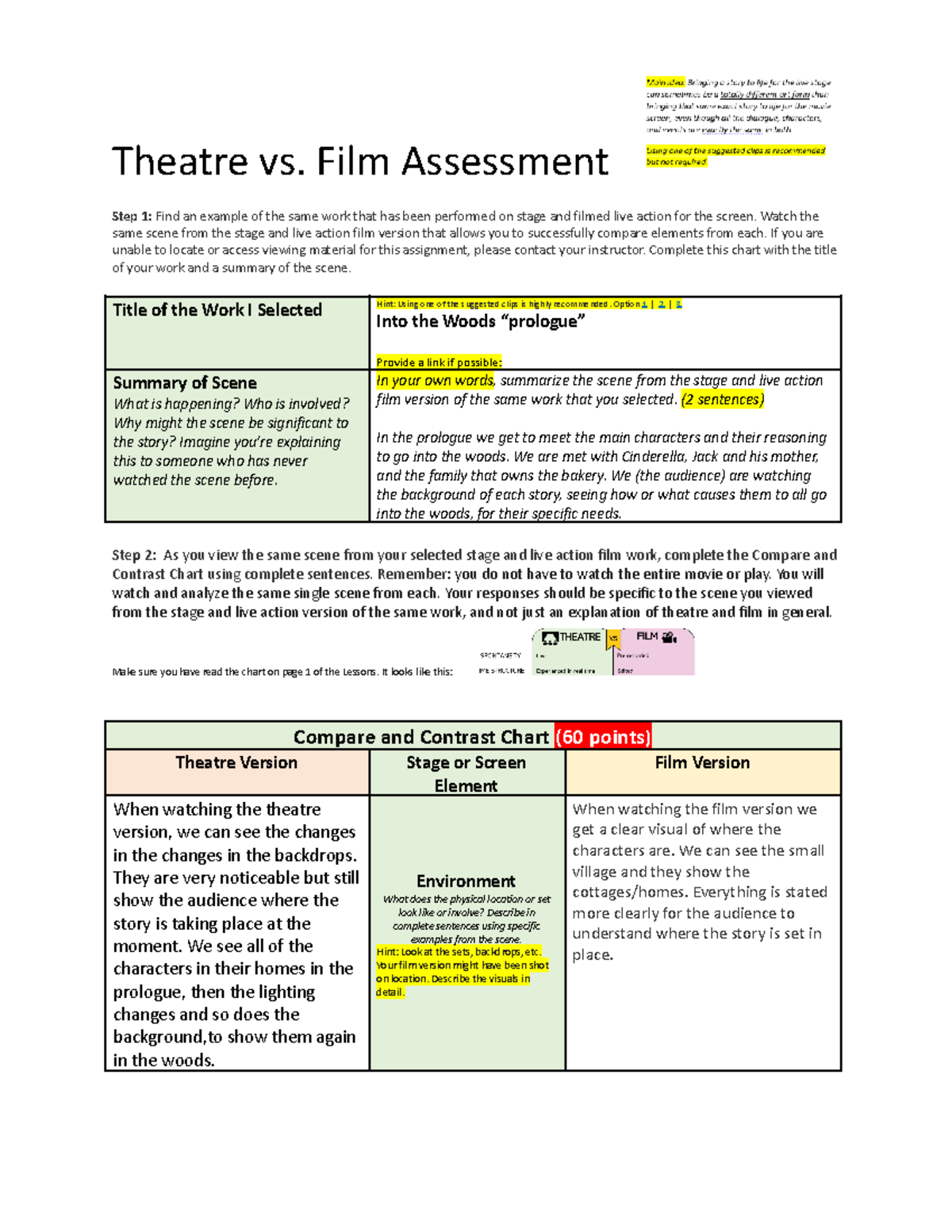 Film vs play - and this assignment we were giving plays and movies to ...
