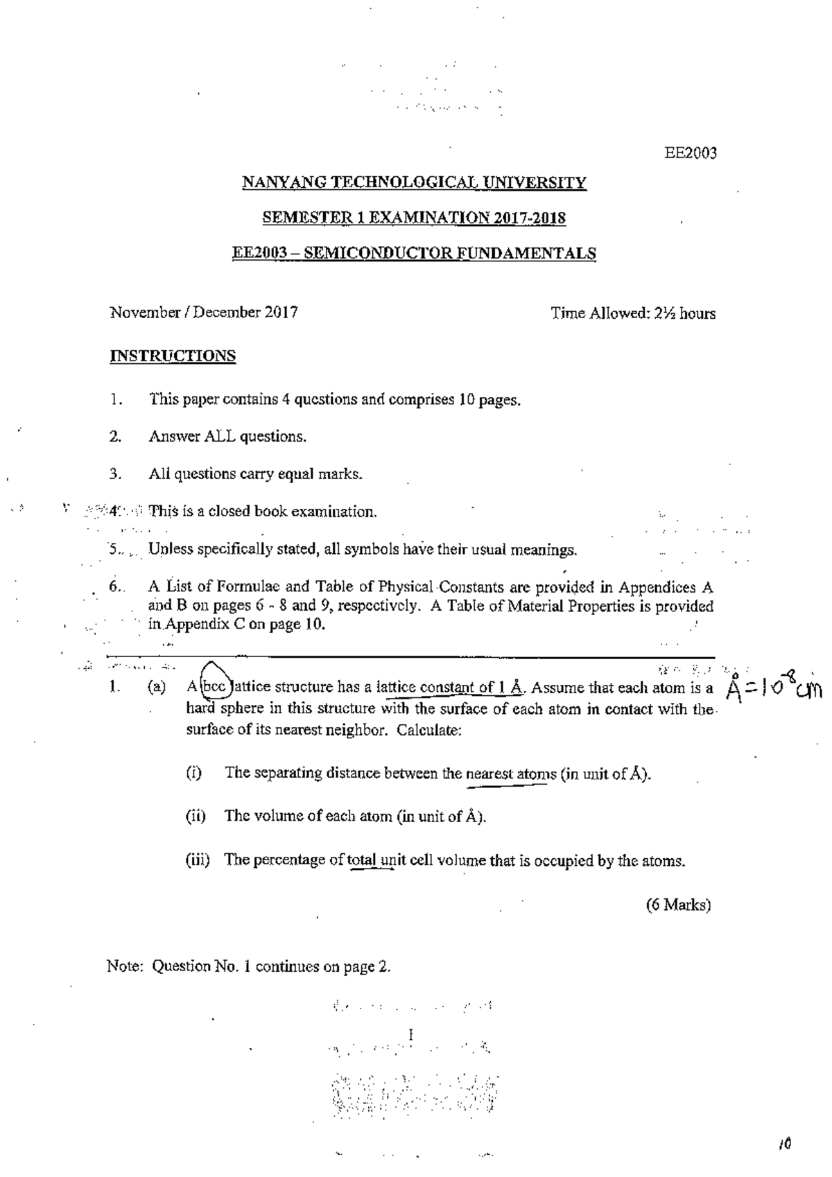 EE2003 1718 S1 all - PYP Paper - EE2003 - Studocu