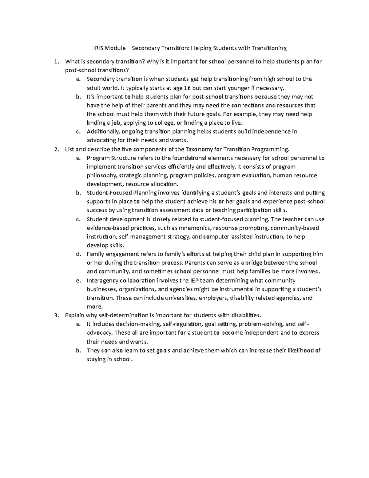 IRIS Module Secondary Transitions Murrell - IRIS Module – Secondary ...