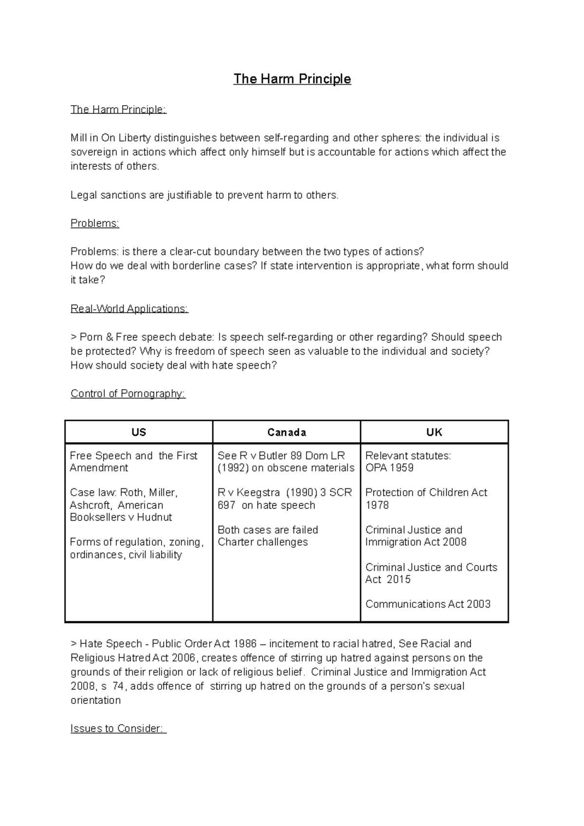 The Harm Principle - notes - The Harm Principle The Harm Principle ...