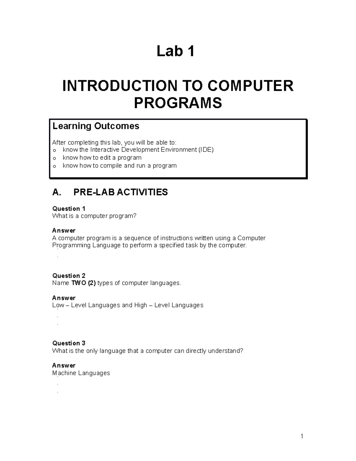 Nazmi aiman 2022910149 - Lab 1 INTRODUCTION TO COMPUTER PROGRAMS ...