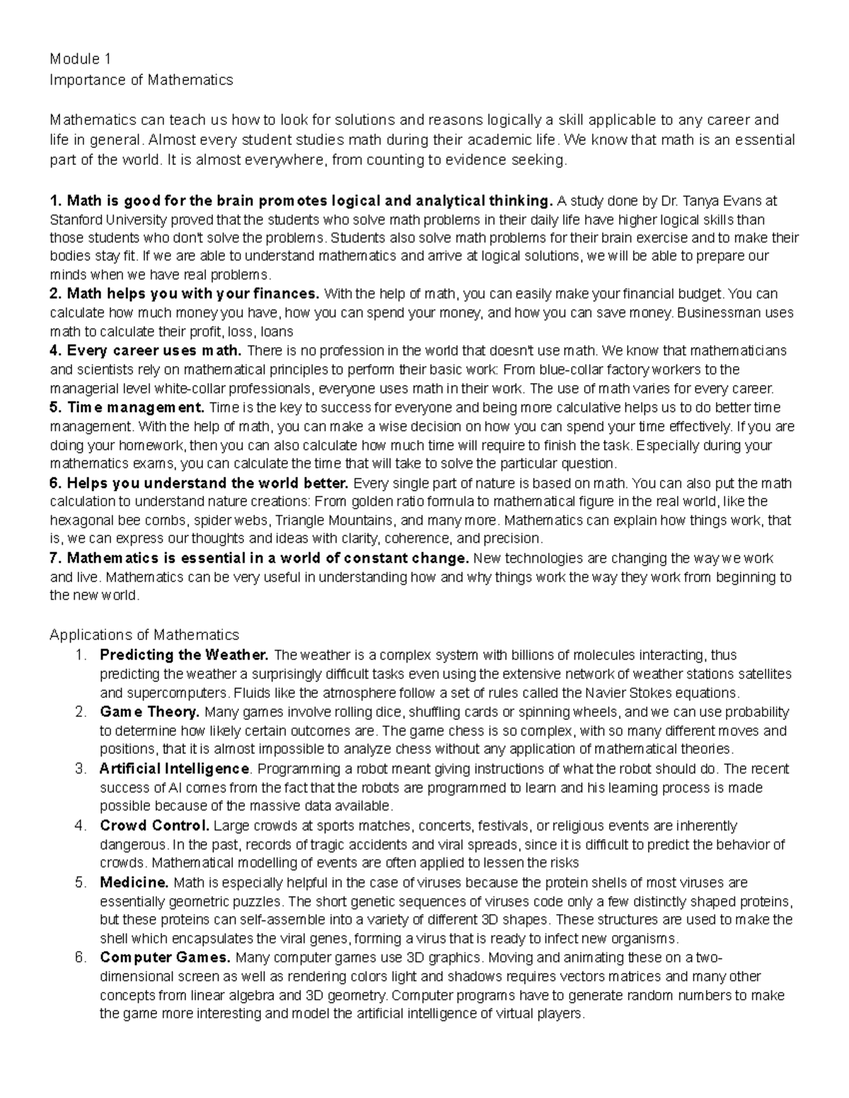 P1 MAT 152 - THIS CONTENT IS REVIEWER - Module 1 Importance of ...