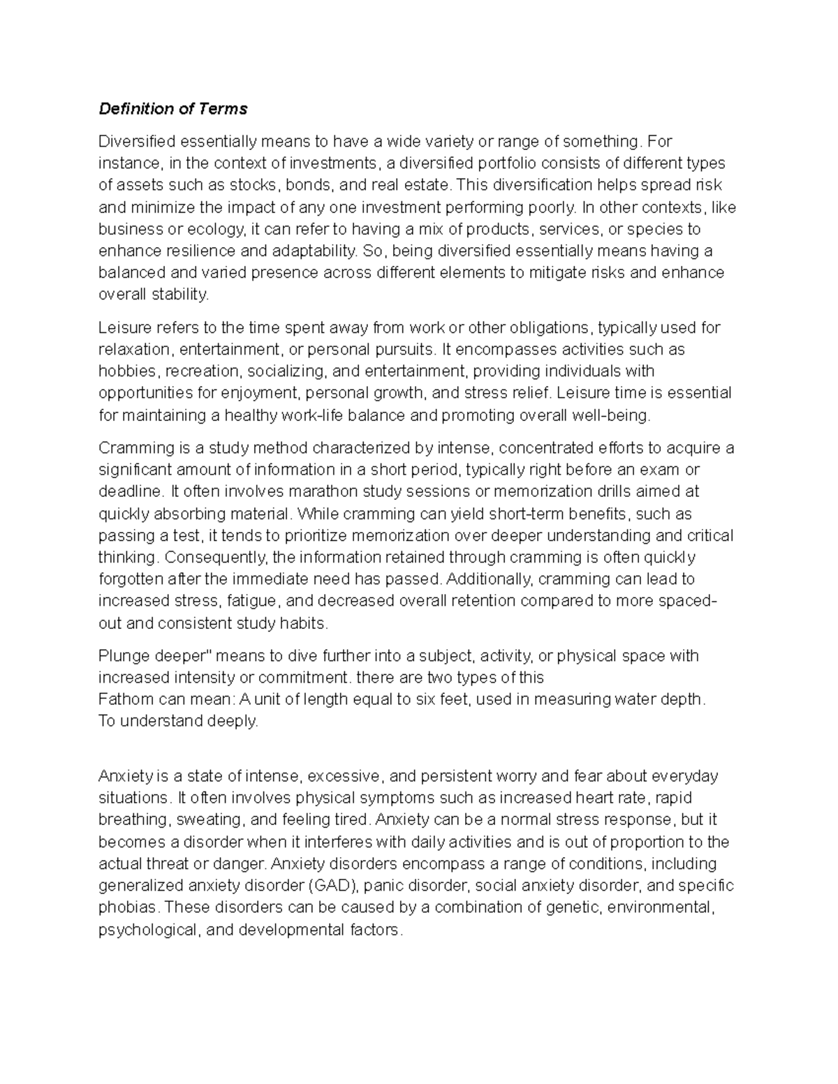 Definition-OF- Terms - Definition of Terms Diversified essentially ...