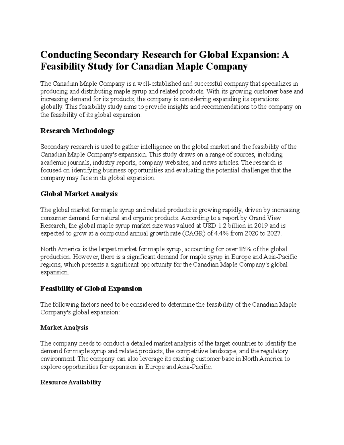 Conducting Secondary Research for Global Expansion - With its growing ...