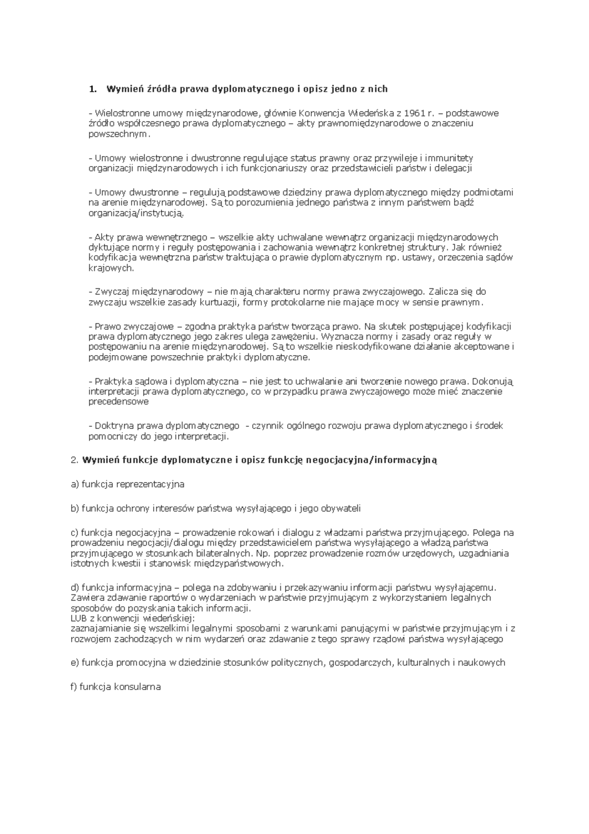 Prawo dyplomatyczne i konsularne zagadnienia - Wymień źródła prawa ...