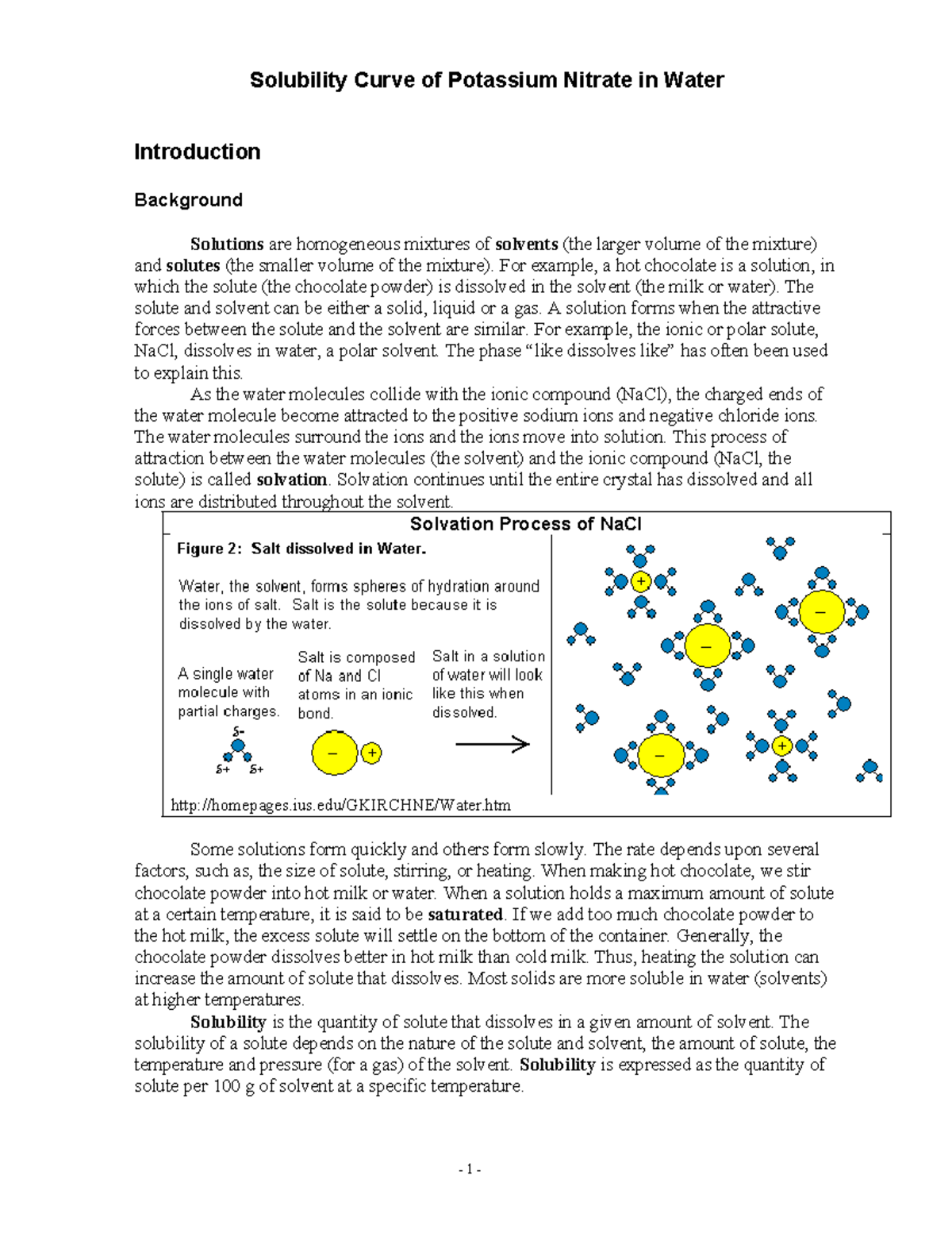Solubility Curve Lab - nbvj - Solubility Curve of Potassium Nitrate in ...