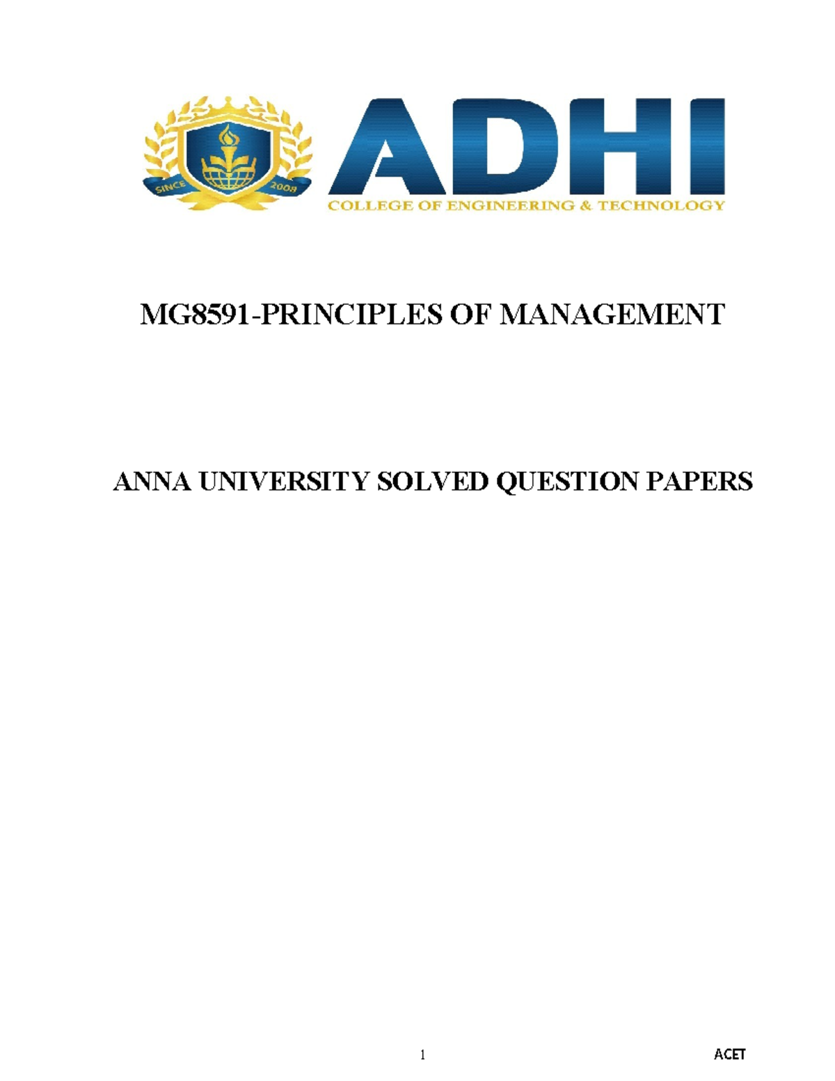 Updated POM Booklet - pom notes - MG8591-PRINCIPLES OF MANAGEMENT ANNA ...