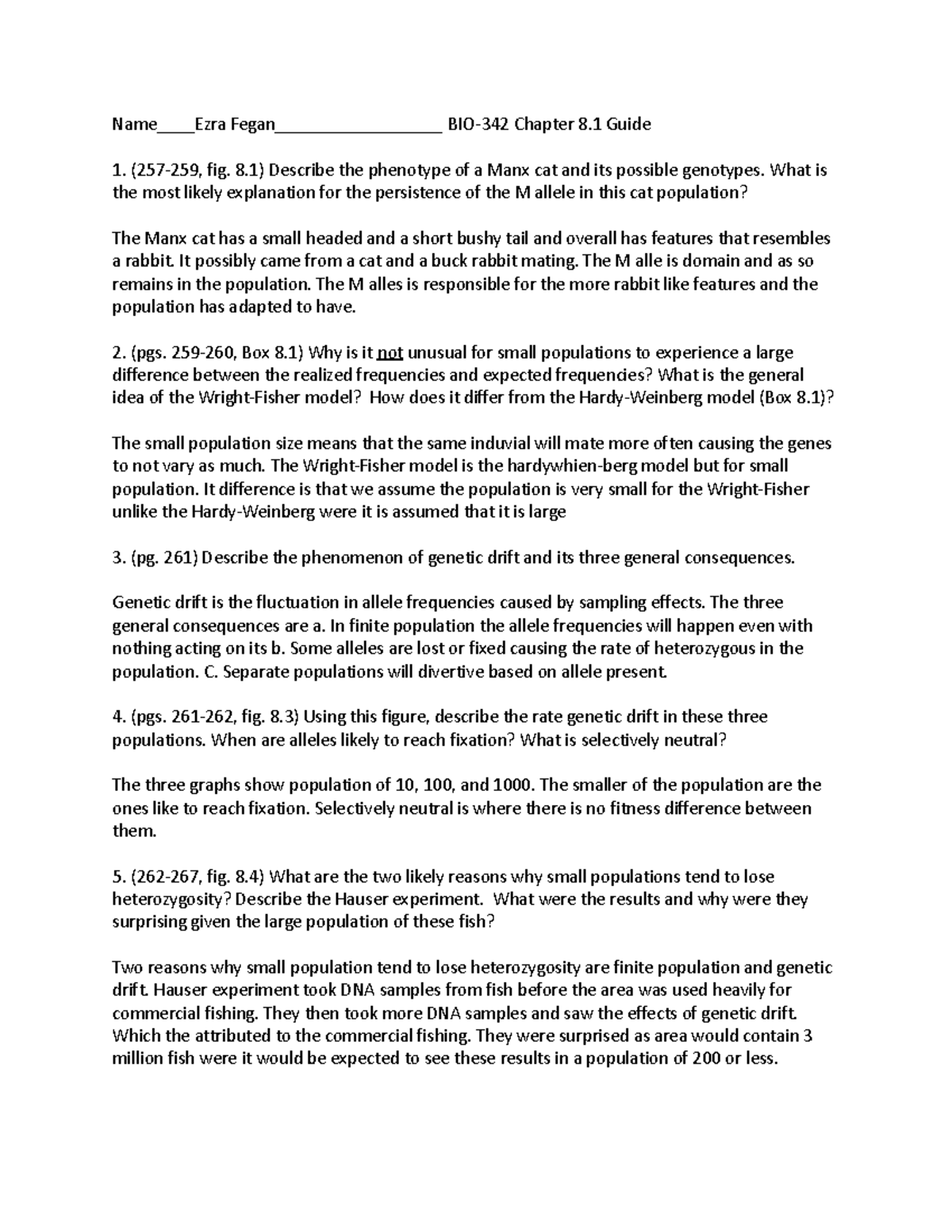 Bio342 CH8 Guide - Name____Ezra Fegan__________________ BIO-342 Chapter ...