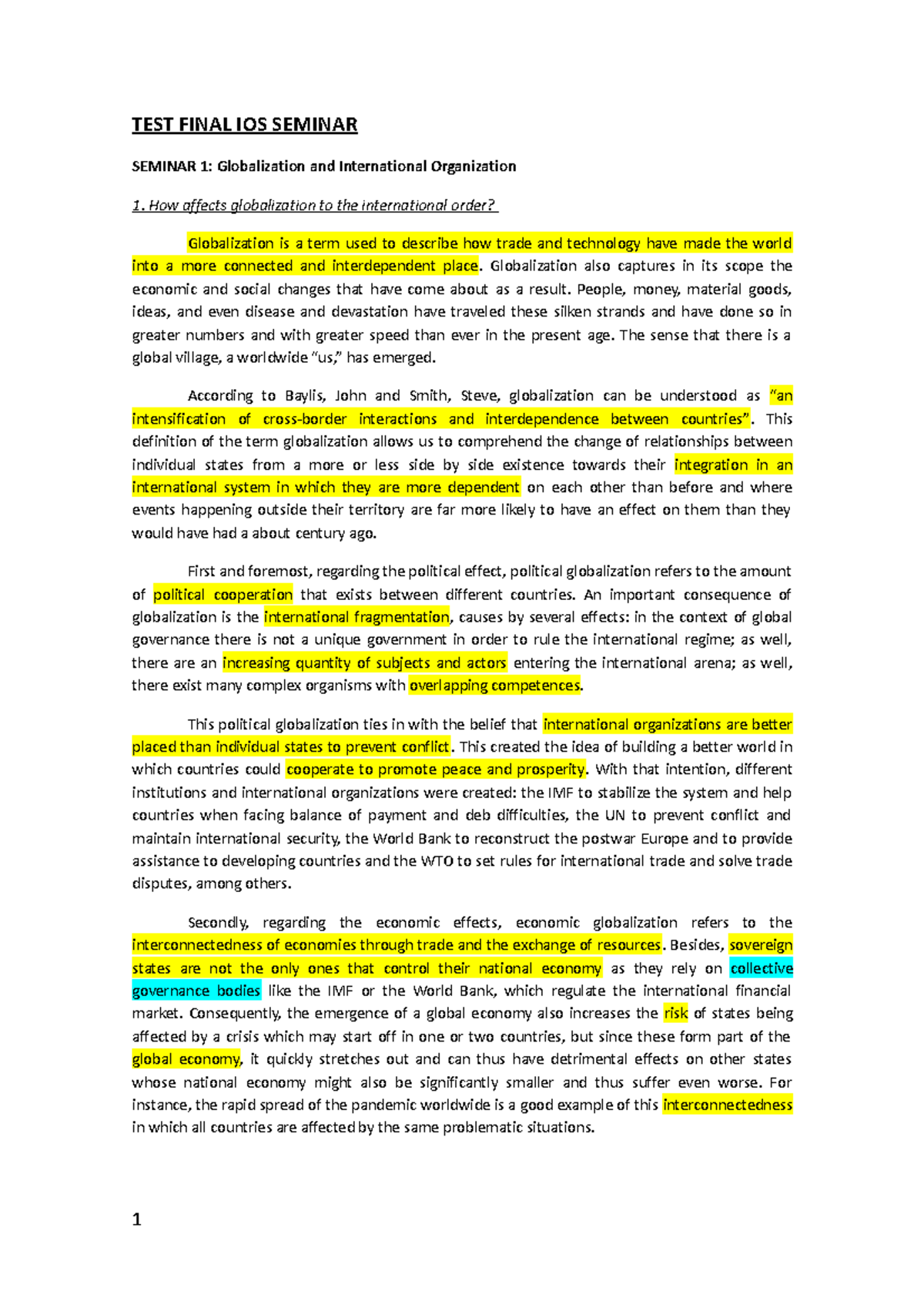 TEST Final Seminars - TEST FINAL IOS SEMINAR SEMINAR 1: Globalization ...