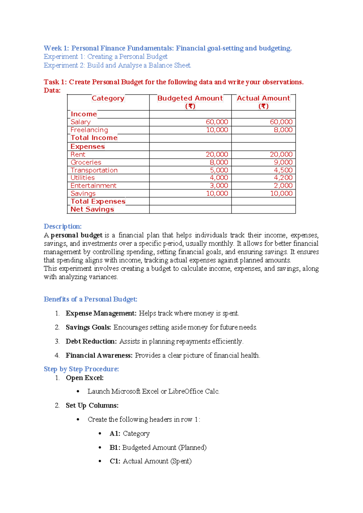 Week 1 FA Lab - FA Lab Tasks 1 with Solutions for Record - Week 1 ...