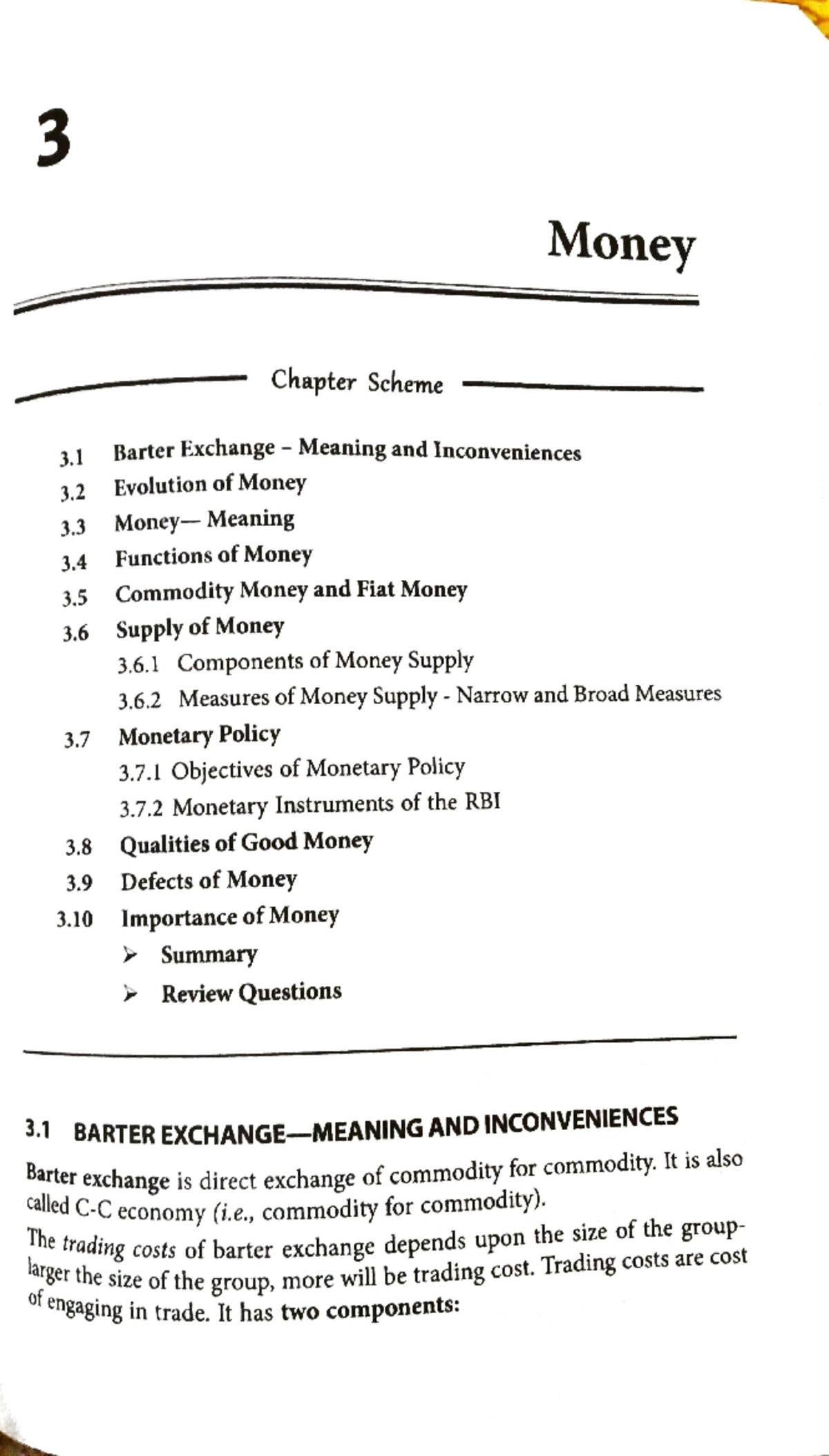 1. Money - its lecture notes given by the professor of cvs - 3 Money ...