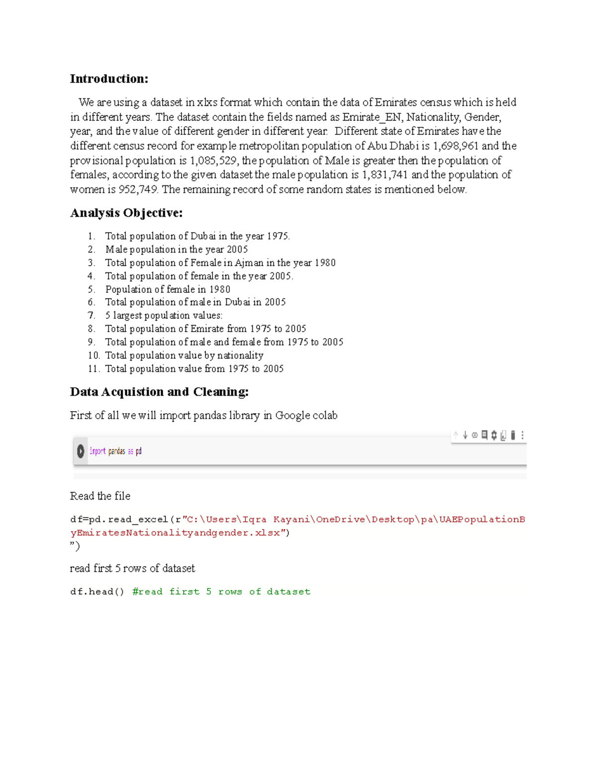 Python assignment - Introduction: We are using a dataset in xlxs format ...
