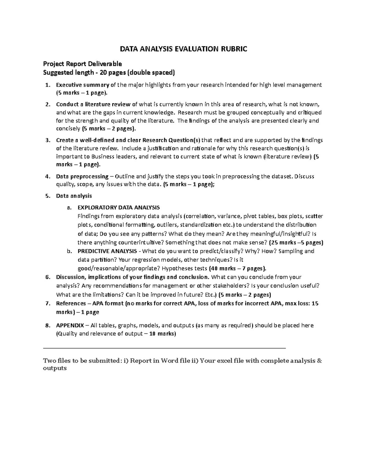 Data Analysis Report Rubric 2023W - DATA ANALYSIS EVALUATION RUBRIC ...
