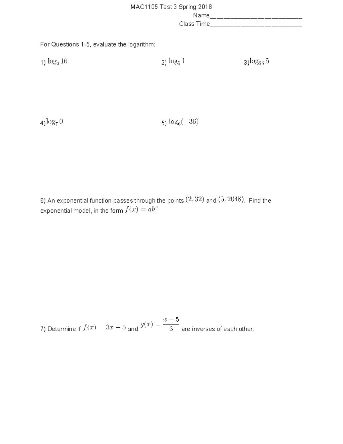 FAMu math work for freshman that need help - MAC1105 Test 3 Spring 2018 ...