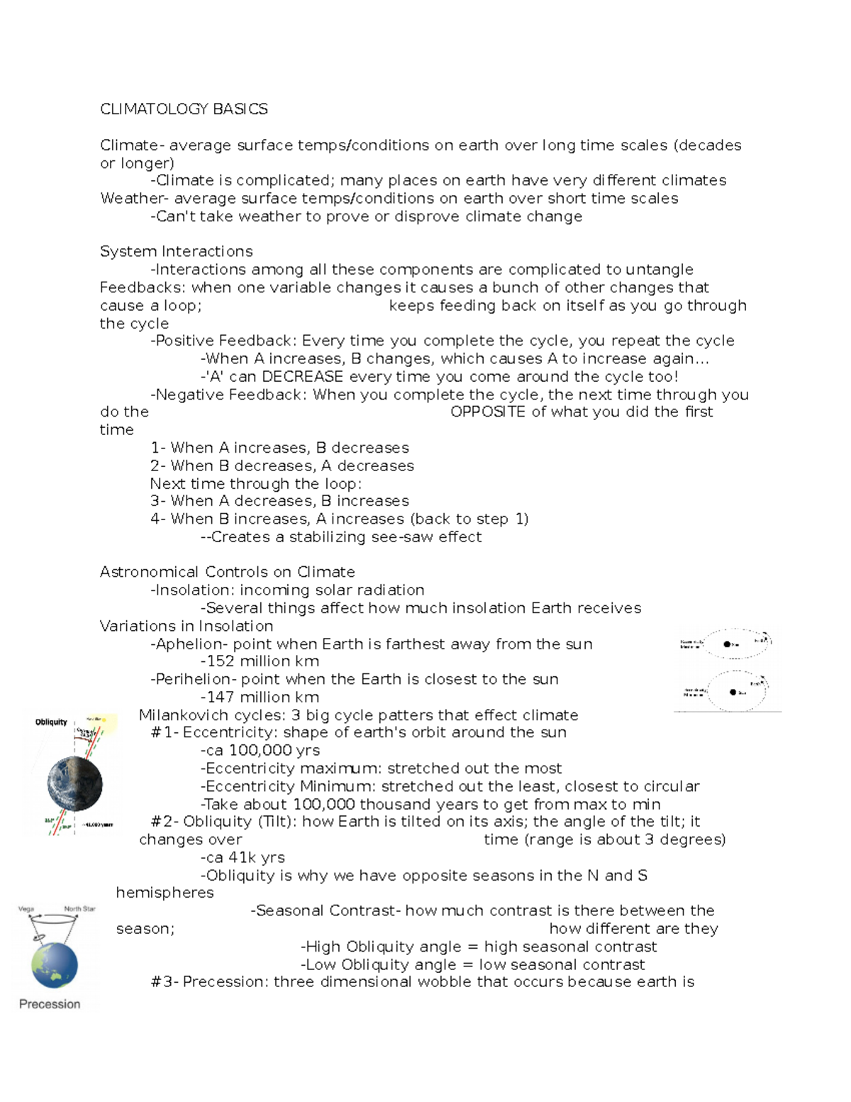 Climatology Basics: Climate Change System Interactions Astronomical ...