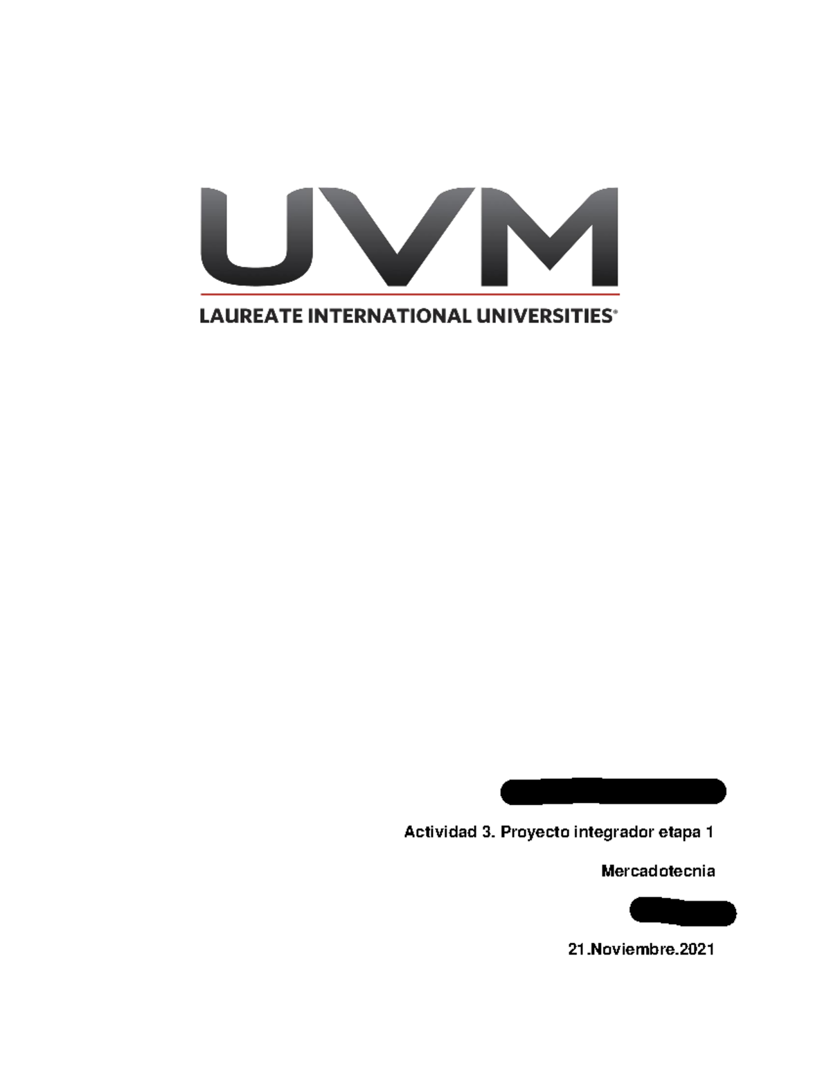 actividad 3 Proyecto integrador etapa 1 - Mercadotecnia - UVM - Studocu