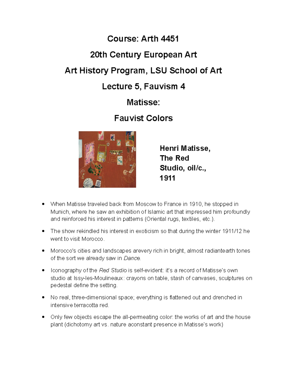 After fauvism - Course: Arth 4451 20th Century European Art Art History ...