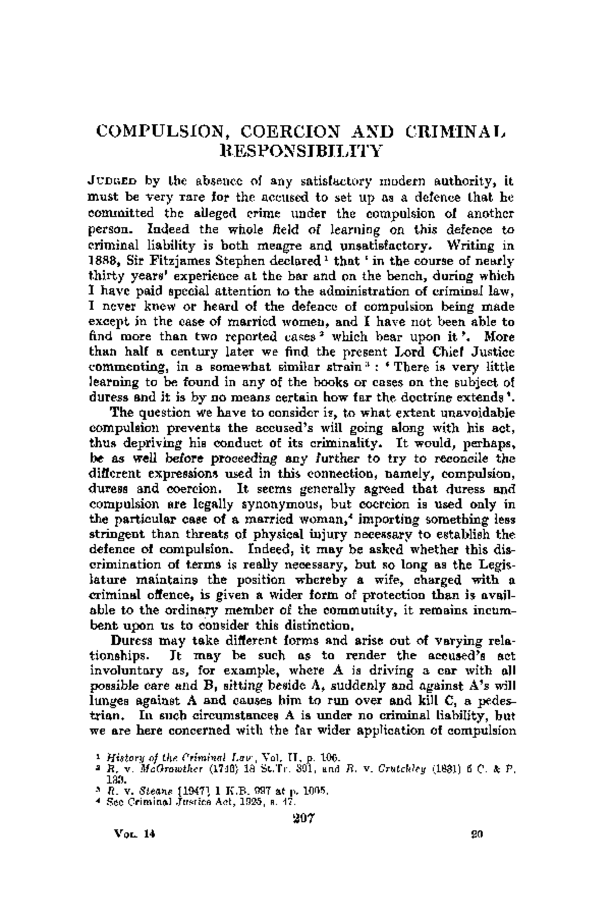 Modern Law Review - July 1951 - Edwards - COMPULSION, COERCION AND ...