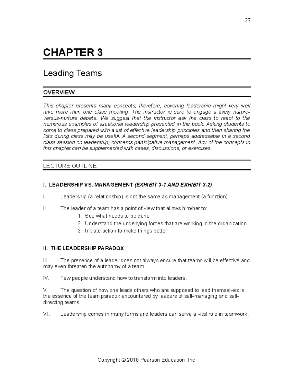 CH03 Leading Team - CHpater notes - CHAPTER 3 Leading Teams OVERVIEW ...