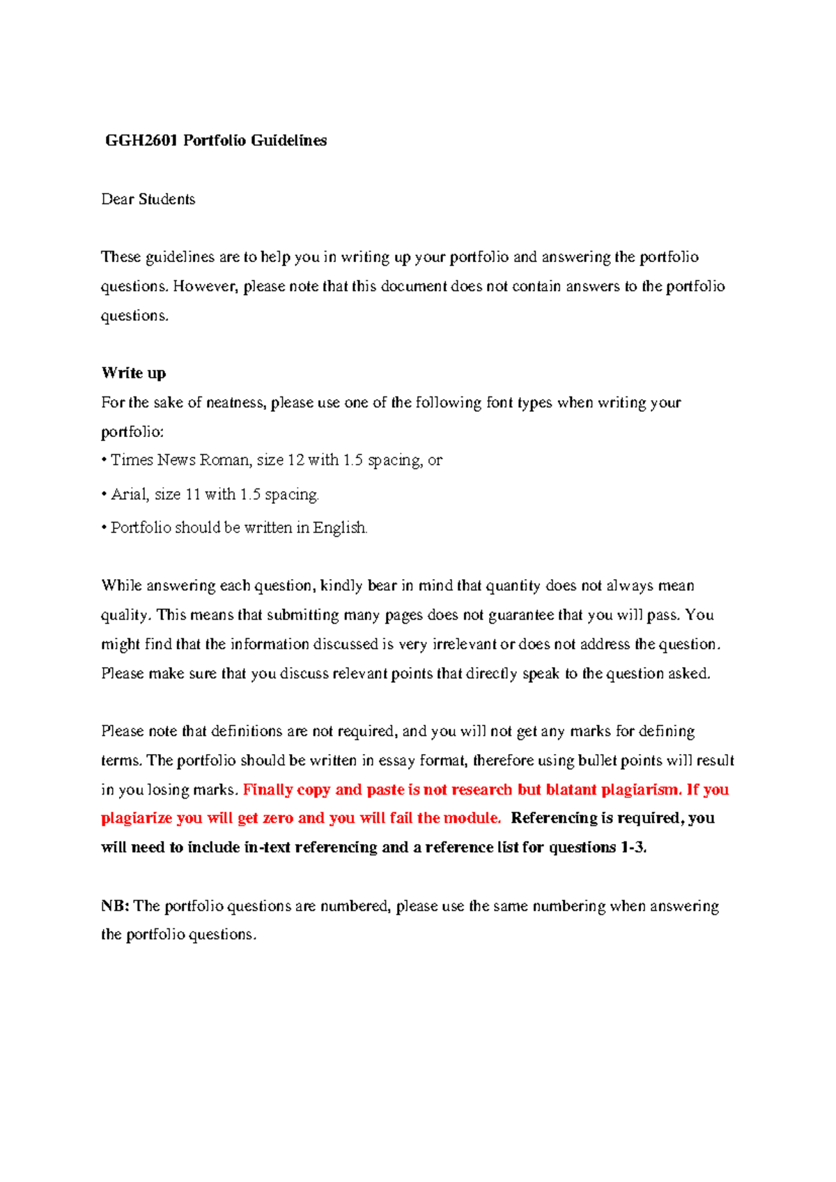 Portfolio guidelines - GGH2601 Portfolio Guidelines Dear Students These ...